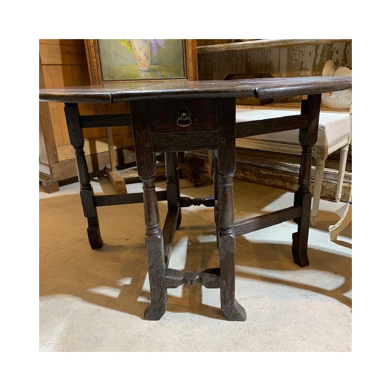 C19th English Oak Drop Side Table