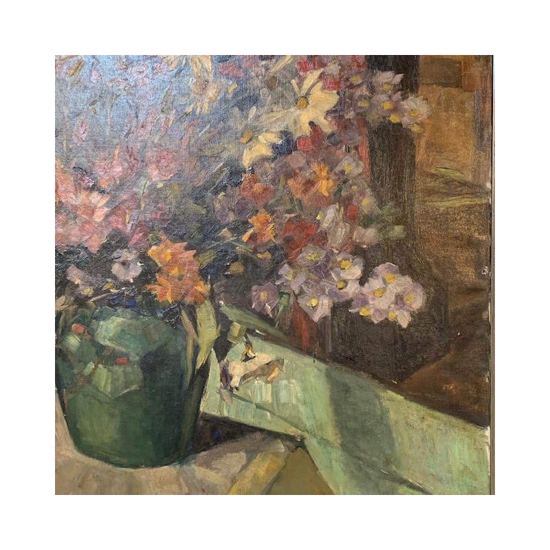 French Vintage C1950 Still Life Oil on Canvas