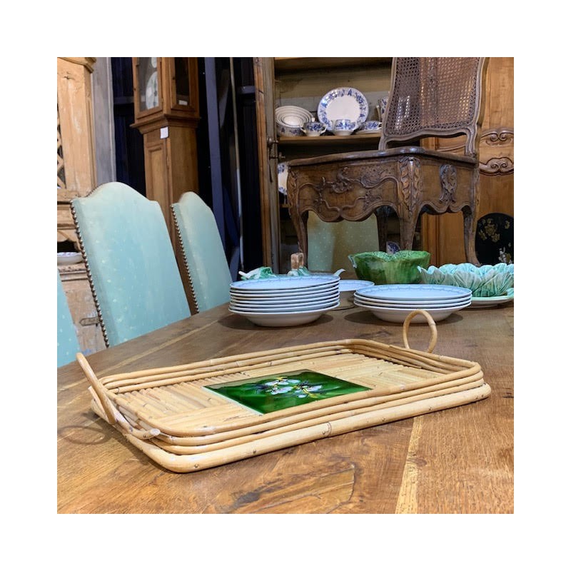 French Vintage Bamboo Tray