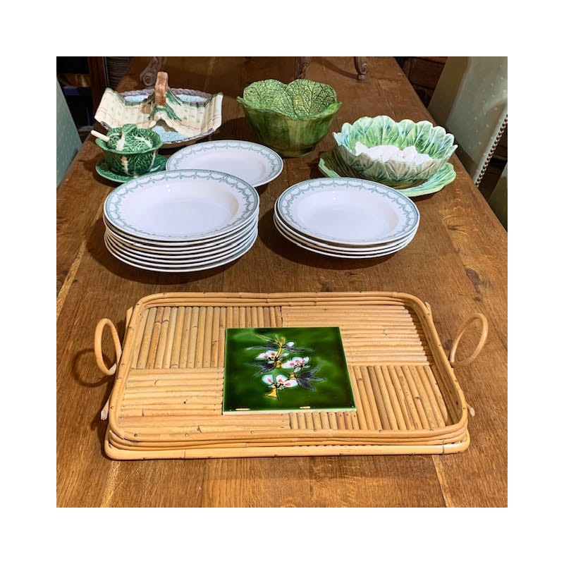 French Vintage Bamboo Tray