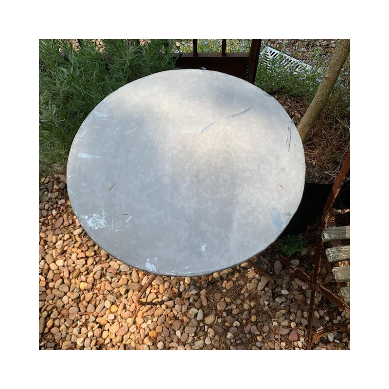 French Vintage Tri Leg Metal Topped Table