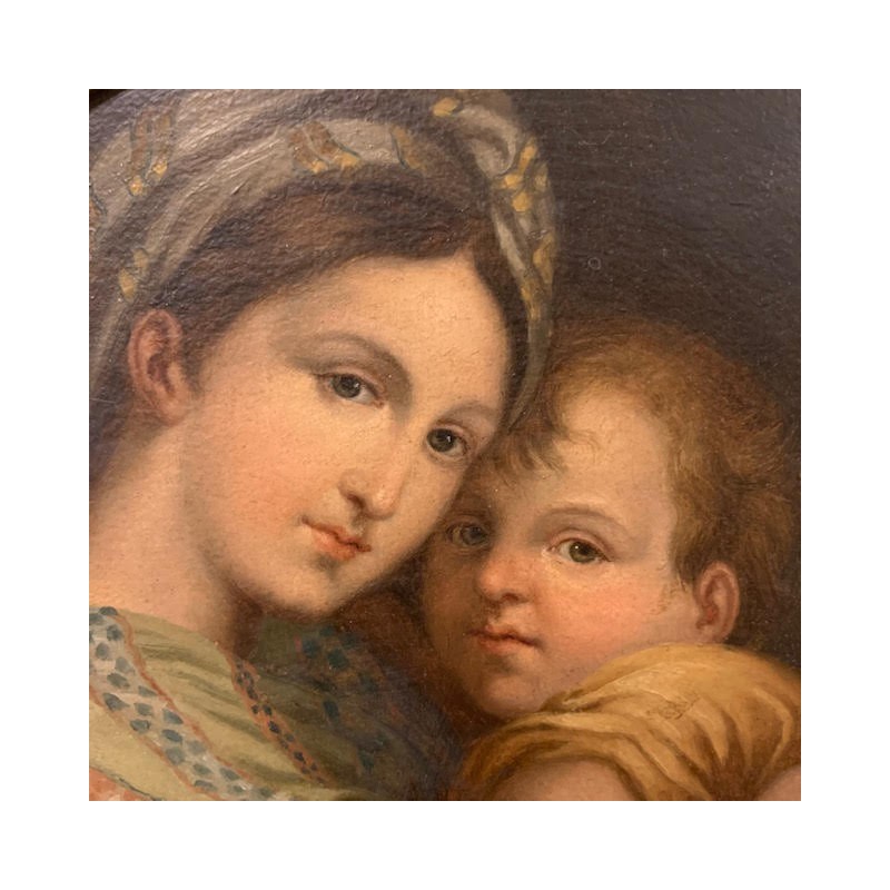 C19th Italian Oleograph of the Madonna and Child
