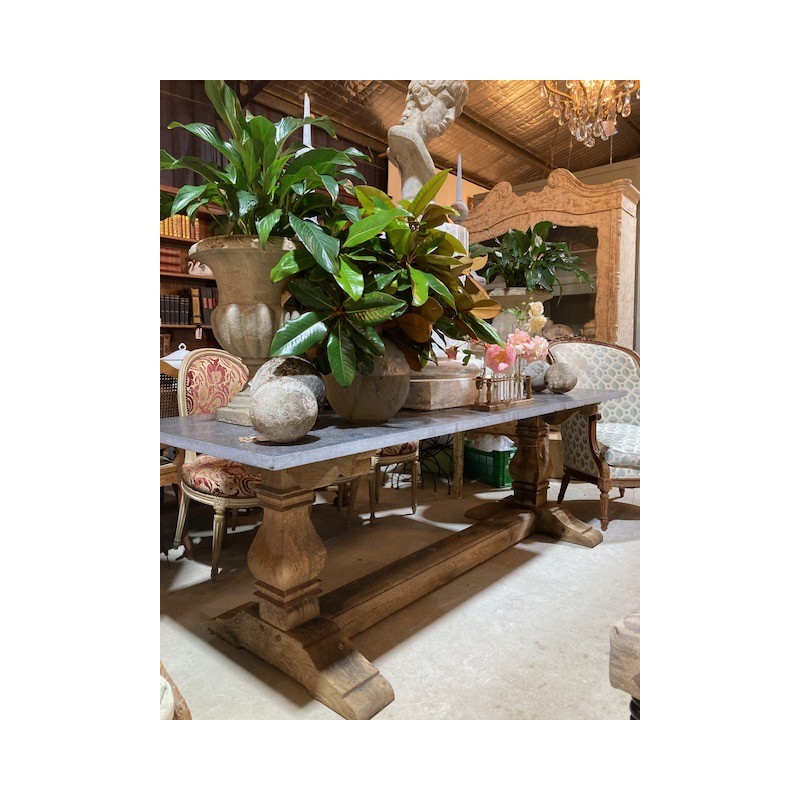 Blue Stone and Wash Oak Dining Table