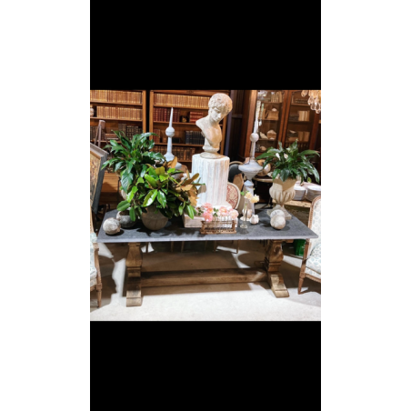 Blue Stone and Wash Oak Dining Table