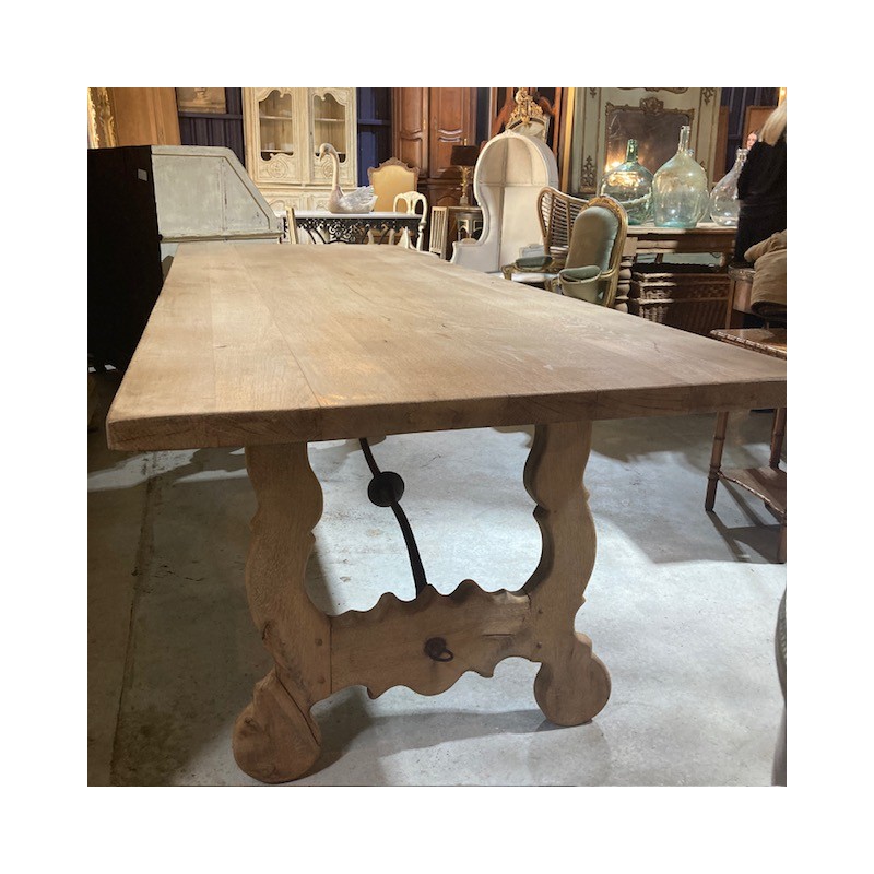 C19th Washed Oak Spanish Style Dining Table