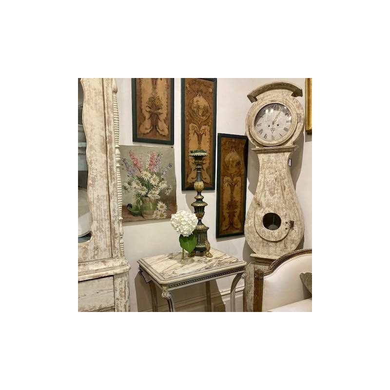 C19th Swedish Moro Clock Scraped original Painted Finish