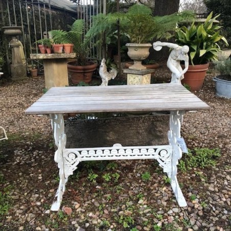White Garden Table w/ Timber Top